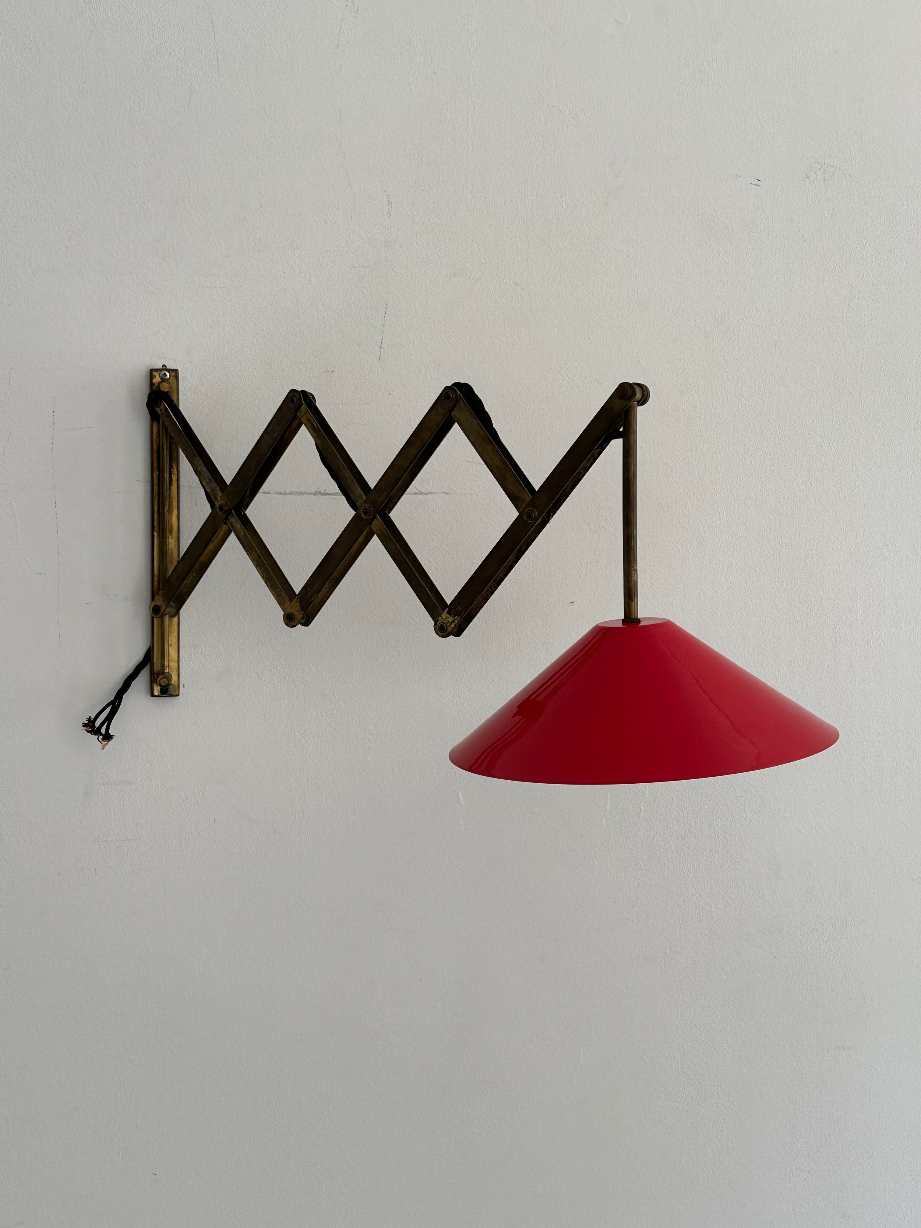 Brass Scissor Extending Wall Light ~Italy 50s – Spencer Drake Interiors